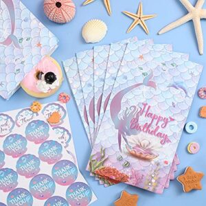 Chrisfall 28 Pieces Mermaid Gift Paper Bags with Stickers, Mermaid Party Candy Treat Bags Under the Sea Gift Bags for Mermaid Theme Birthday Baby Shower Party Favor