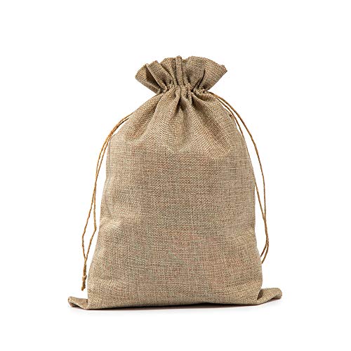 Tapleap Burlap Bags in Bulk with Drawstring, 10x14 inches Burlap Favor Sacks (Lot of 20) for Wrapping Gifts, Birthday, Wedding, Party or Household Use Like Planting