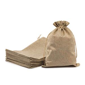 Tapleap Burlap Bags in Bulk with Drawstring, 10x14 inches Burlap Favor Sacks (Lot of 20) for Wrapping Gifts, Birthday, Wedding, Party or Household Use Like Planting