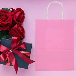 Oletx Mini 24-Pack Pink Valentines' Day Gift Bag with Handles, 6'' Party Favor Bag Small Kraft Paper Bag Goodie Bags for Birthday Baby Shower Gender Reveal wedding