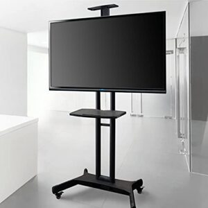 ONKRON Mobile TV Stand with Wheels Rolling TV Stand for 40-70 Inch LED LCD Flat or Curved Screen TVs up to 100 lbs - Height Adjustable TV Cart with Shelves - Portable TV Stand (TS1551) Black