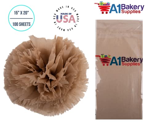 A1 Bakery Supplies Acid Free Kraft Tissue Paper 100 Sheets 15 Inch x 20 Inch Ph Neutral Premium Tissue Paper Made in USA