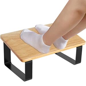 foot rest for under desk at work, new upgrade wooden with metal ergonomic foot rest under desk, office foot rest under desk pressure relief for back and body comfort, matte black footrest