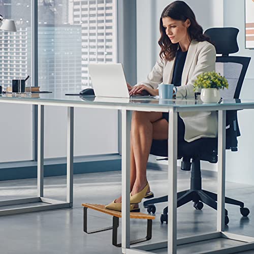 Foot Rest for Under Desk at Work, New Upgrade Wooden with Metal Ergonomic Foot Rest Under Desk, Office Foot Rest Under Desk Pressure Relief for Back and Body Comfort, Matte Black Footrest