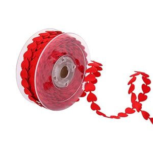 MRSRIBBON 5/8” Love Heart Ribbon for Crafts - 20meters/roll Red/White Embossing Ribbon with Hearts for Valentine’s Day Gift Wrapping, Home Decor Red