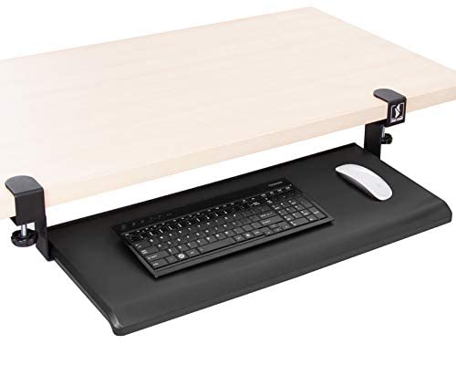 Stand Steady Easy Clamp-On Keyboard Tray - Extra Large Size - No Need to Screw Into Desk! Slides Under Desk - Easy 5 Min Assembly - Great for Home or Office!