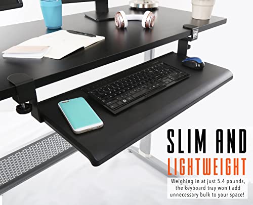 Stand Steady Easy Clamp-On Keyboard Tray - Extra Large Size - No Need to Screw Into Desk! Slides Under Desk - Easy 5 Min Assembly - Great for Home or Office!