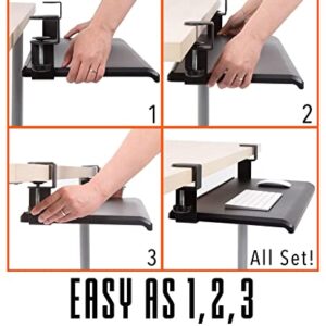 Stand Steady Easy Clamp-On Keyboard Tray - Extra Large Size - No Need to Screw Into Desk! Slides Under Desk - Easy 5 Min Assembly - Great for Home or Office!