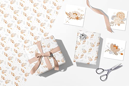 Brave November Gift Wrapping Paper- 3 Wrapping Paper Sheets (25"x35"), 3 Cards & Ribbon-Floral Wrapping Paper Wedding Wrapping Paper and Ribbon Set- Bridal Shower Wrapping Paper & Baby Wrapping Paper