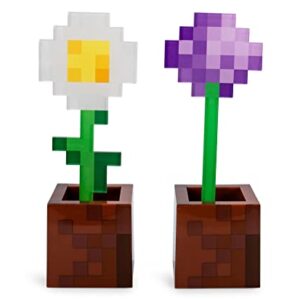 Minecraft Daisy and Allium Flower Pot Mood Lights, Set of 2 | Nightstand Table Lamp with LED Light for Bedroom, Desk, Living Room | Home Decor Room Essentials | Video Game Gifts And Collectibles