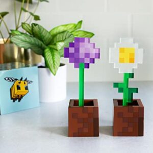 Minecraft Daisy and Allium Flower Pot Mood Lights, Set of 2 | Nightstand Table Lamp with LED Light for Bedroom, Desk, Living Room | Home Decor Room Essentials | Video Game Gifts And Collectibles