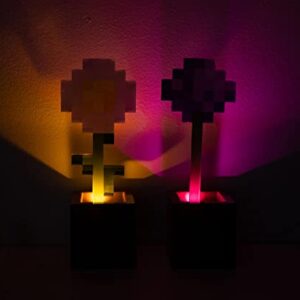 Minecraft Daisy and Allium Flower Pot Mood Lights, Set of 2 | Nightstand Table Lamp with LED Light for Bedroom, Desk, Living Room | Home Decor Room Essentials | Video Game Gifts And Collectibles