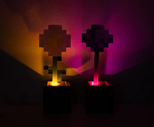 Minecraft Daisy and Allium Flower Pot Mood Lights, Set of 2 | Nightstand Table Lamp with LED Light for Bedroom, Desk, Living Room | Home Decor Room Essentials | Video Game Gifts And Collectibles