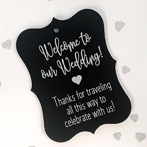 24 ct Hotel Welcome Bag Tags, Welcome Wedding Tags, Destination Wedding Tags (EC-369-BK)