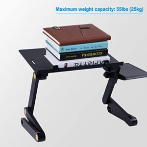 Uten Laptop Stand, Adjustable Computer Stand for Laptop with Mouse Pad, Ergonomic Laptop Stand for Bed Compatible with MacBook Pro Stand, Dell/HP Stand 10-15.6",Foldable Laptop Holder with 2 CPU Fans