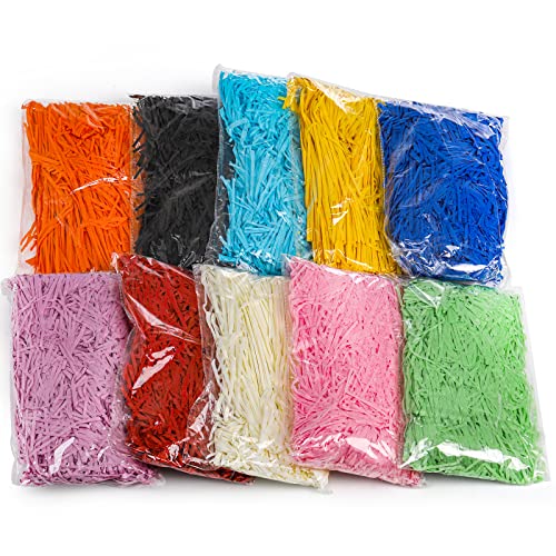 Hiceeden 1000g Shred Paper for Gift Box, Multicolored Raffia Grass, Easter Basket Filler for Gift Wrapping, Egg Stuffer, Party Supplies, 10 Colors 10 Bags