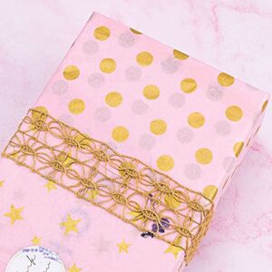 MR FIVE Pink Gold Polka Dot Tissue Paper Bulk,20" x 28",Gift Wrapping Tissue Paper,Tissue Paper for Gift Bags,Wrapping Paper for Baby Shower Graduation,Birthday,Holiday Party Decoration,30 Sheets