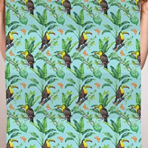 CENTRAL 23 Tropical Wrapping Paper - Birthday Wrapping Paper For Women or Men - Birds - Toucan - Leaves - Blue Gift Wrap - Comes With Stickers - Recyclable