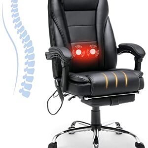 HOMREST Executive Office Chair, Ergonomic High Back Cushion Lumbar Back Support, Computer Desk Chair, Reclining Office Chair with Foot Rest, Padded Armrest, Adjustable Height, Massage and Heated