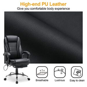 HOMREST Executive Office Chair, Ergonomic High Back Cushion Lumbar Back Support, Computer Desk Chair, Reclining Office Chair with Foot Rest, Padded Armrest, Adjustable Height, Massage and Heated