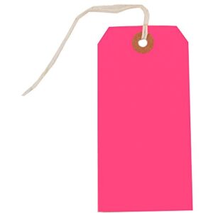 jam paper gift tags with string – medium – 4 3/4 x 2 3/8- neon pink – 10/pack