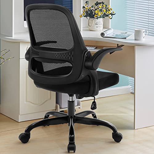 KERDOM Office Chair, Ergonomic Desk Chair, Breathable Mesh Computer Chair, Comfy Swivel Task Chair with Flip-up Armrests and Adjustable Height