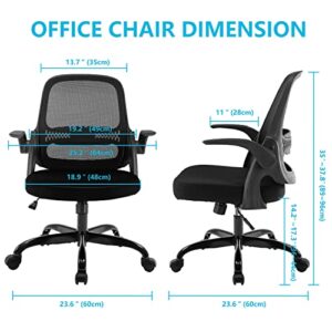 KERDOM Office Chair, Ergonomic Desk Chair, Breathable Mesh Computer Chair, Comfy Swivel Task Chair with Flip-up Armrests and Adjustable Height