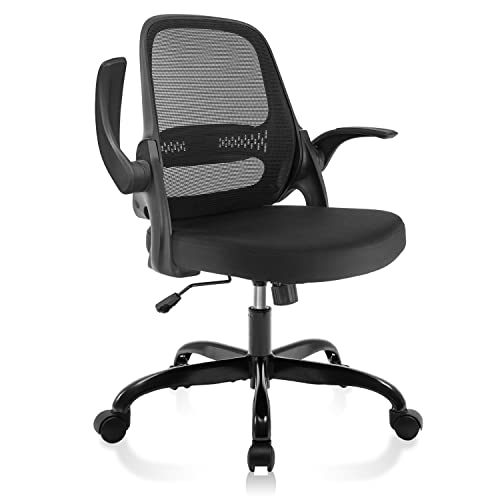 KERDOM Office Chair, Ergonomic Desk Chair, Breathable Mesh Computer Chair, Comfy Swivel Task Chair with Flip-up Armrests and Adjustable Height