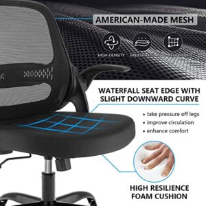 KERDOM Office Chair, Ergonomic Desk Chair, Breathable Mesh Computer Chair, Comfy Swivel Task Chair with Flip-up Armrests and Adjustable Height