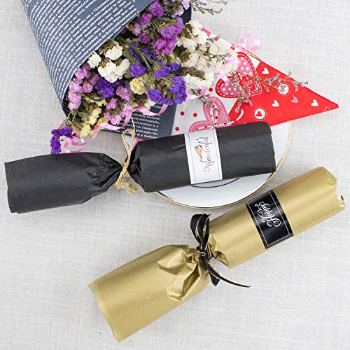 Whaline Metallic Tissue Paper GiftWrapping Paper, Large 20" x 28" for Home, Kitchen, Wine Bottles, DIY Art Craft, 60 Sheet（Gold, Silver and Black）