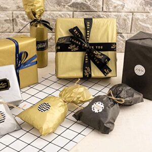 Whaline Metallic Tissue Paper GiftWrapping Paper, Large 20" x 28" for Home, Kitchen, Wine Bottles, DIY Art Craft, 60 Sheet（Gold, Silver and Black）