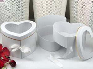 [usa-sales] premium quality heart shaped flower box, floral gift box, with lids, size 9x8x6.5, for luxury style flower arrangements, ships from usa (white)