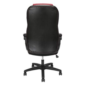 OFM Essentials Collection Racing Style SofThread Leather High Back Office Chair, in Red