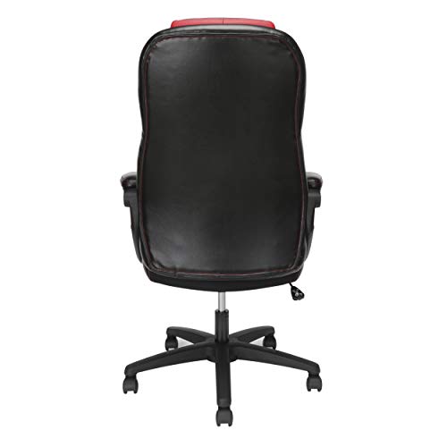 OFM Essentials Collection Racing Style SofThread Leather High Back Office Chair, in Red