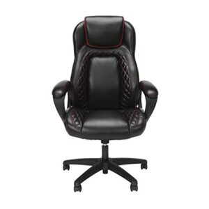 OFM Essentials Collection Racing Style SofThread Leather High Back Office Chair, in Red