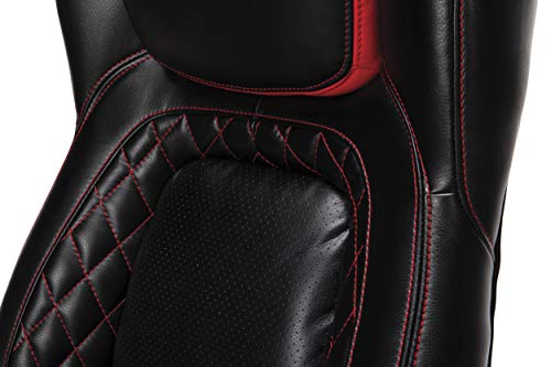 OFM Essentials Collection Racing Style SofThread Leather High Back Office Chair, in Red