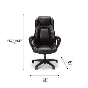 OFM Essentials Collection Racing Style SofThread Leather High Back Office Chair, in Red