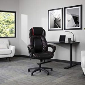 OFM Essentials Collection Racing Style SofThread Leather High Back Office Chair, in Red