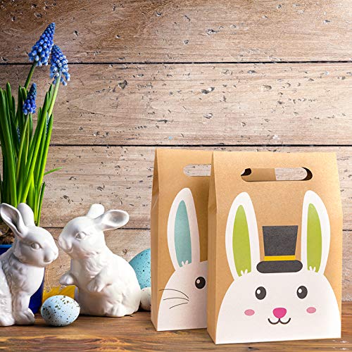 DECORLIFE 21PCS Easter Treat Bags, Easter Goodie Bags for Kids Eggs Hunt, Gift Bag with Handles, Paper Bags Bulk for Party Favors