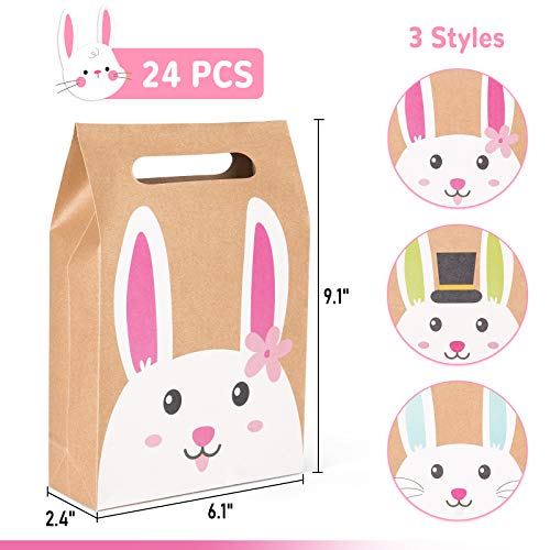 DECORLIFE 21PCS Easter Treat Bags, Easter Goodie Bags for Kids Eggs Hunt, Gift Bag with Handles, Paper Bags Bulk for Party Favors