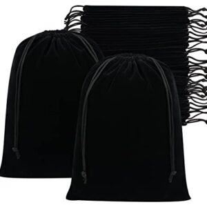 Velvet Drawstring Gift Bags - Bulk Wholesale (8 x 11 inch - 25 pack, Black)