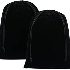 Velvet Drawstring Gift Bags - Bulk Wholesale (8 x 11 inch - 25 pack, Black)