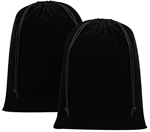 Velvet Drawstring Gift Bags - Bulk Wholesale (8 x 11 inch - 25 pack, Black)