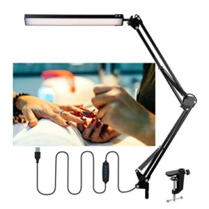 weishan manicure table light, nail lamp with clamp, 10w led, swing arm – lampara para hacer uñas de mesa