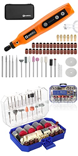 HARDELL Mini Cordless Rotary Tool with 227Pcs Rotary Tool Accessories Kit for Sanding, Polishing, Etching, Engraving, DIY Crafts