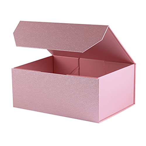 OBMMIRAO Upgrade 1PCS Pink Gift Box 9.5x7x4 Inches, Sturdy Gift Box with Lid for Gift Packaging, Foldable Magnetic Closure Storage Boxes, Bridesmaid proposal box, Rectangle Collapsible Box