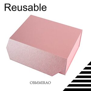 OBMMIRAO Upgrade 1PCS Pink Gift Box 9.5x7x4 Inches, Sturdy Gift Box with Lid for Gift Packaging, Foldable Magnetic Closure Storage Boxes, Bridesmaid proposal box, Rectangle Collapsible Box