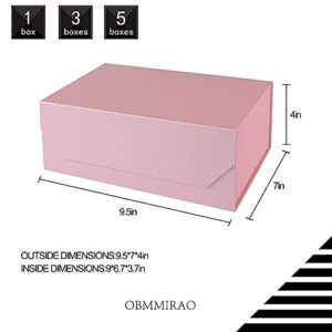 OBMMIRAO Upgrade 1PCS Pink Gift Box 9.5x7x4 Inches, Sturdy Gift Box with Lid for Gift Packaging, Foldable Magnetic Closure Storage Boxes, Bridesmaid proposal box, Rectangle Collapsible Box