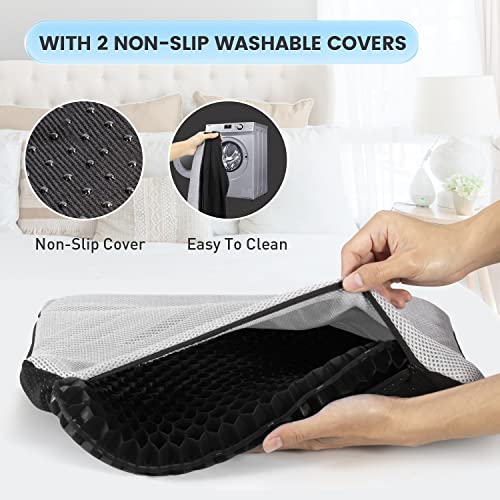 XSIUYU Extra-Large Gel Seat Cushion for Long Sitting - Back, Hip, Tailbone Pain Relief Cushion - Gel Seat Cushion for Office Chair, Cars - Egg Seat Gel Cushion for Wheelchair Pressure Relief Black