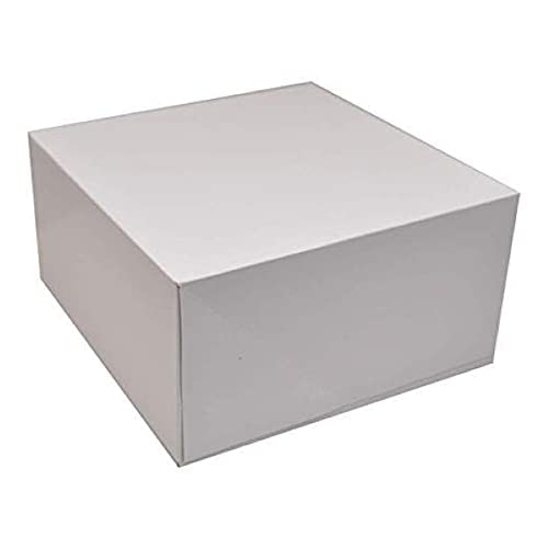 Deep Square Cardboard Box with Lid, 10x10 inch, White Deep Gift Box, 2 Packs of 4 (8 Total)